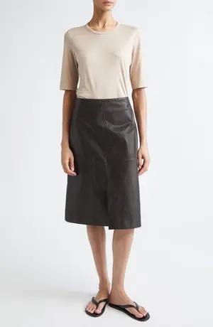 Partow Broome Leather A-line Skirt