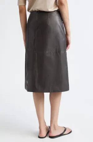 Partow Broome Leather A-line Skirt