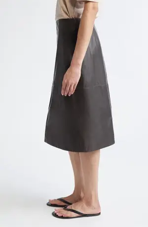 Partow Broome Leather A-line Skirt