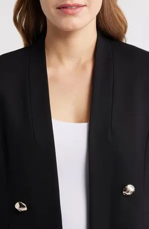 Anne Klein Shawl Collar Faux Double Breasted Jacket