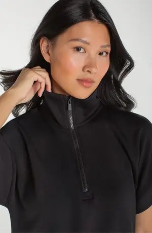 LIVERPOOL Knit Half Zip Top - Black