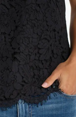 LIVERPOOL Lace Front Knit Tank