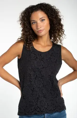 LIVERPOOL Lace Front Knit Tank