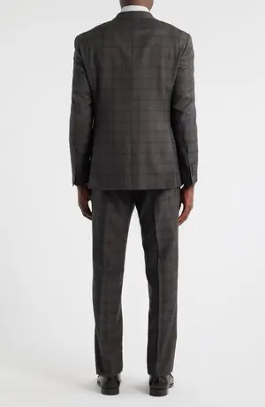 Emporio Armani Grey Windowpane Check Virgin Wool Suit