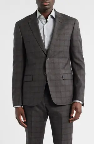 Emporio Armani Grey Windowpane Check Virgin Wool Suit