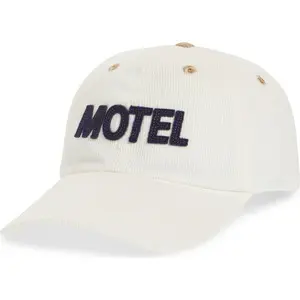 DRAKE'S Motel Felt Appliqué Corduroy Baseball Cap - White