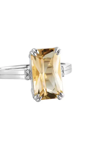 DPT ANTWERP And Diamond Statement Ring In Sterling Silver - Citrine