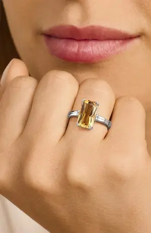 DPT ANTWERP And Diamond Statement Ring In Sterling Silver - Citrine