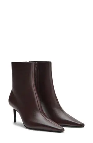Mango Pointed Toe Ankle Booties - Chocolate
