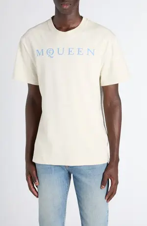 Alexander McQueen Logo Graphic T-shirt - Gesso/ice Blue