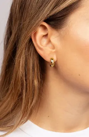 DPT ANTWERP 18k Yellow Gold Plated Sterling Silver Diamond Hoop Earrings - Rosie