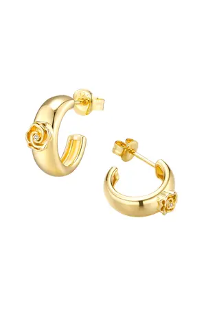 DPT ANTWERP 18k Yellow Gold Plated Sterling Silver Diamond Hoop Earrings - Rosie