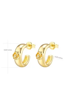 DPT ANTWERP 18k Yellow Gold Plated Sterling Silver Diamond Hoop Earrings - Rosie