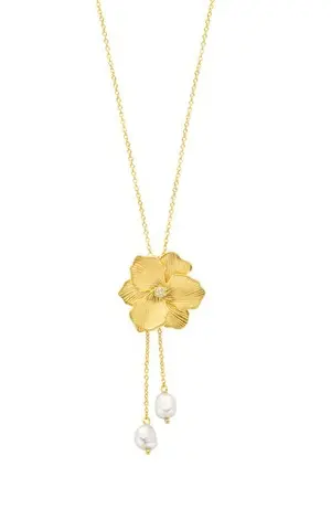DPT ANTWERP Jasmine Diamond And Pearl Necklace - Yellow 18k Gold Plated