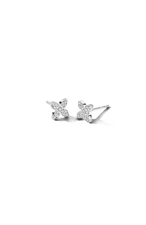 DPT ANTWERP Little Flower Diamond Stud Earrings - White Rhodium