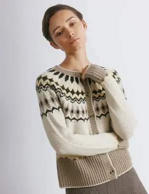 ALBARAY Fair Isle Yoke Cardigan