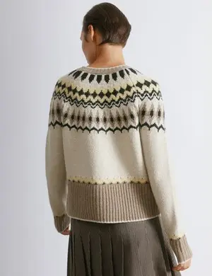 ALBARAY Fair Isle Yoke Cardigan