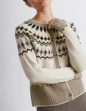 ALBARAY Fair Isle Yoke Cardigan