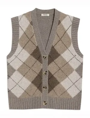 ALBARAY Argyle V-neck Knit Tank Top