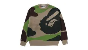 A BATHING APE Mega Abc Camo Knit Crewneck Sweatshirt
