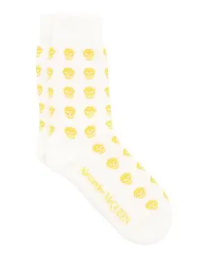 Alexander McQueen Skull Logo Print Socks - White Yellow