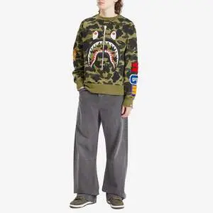 A BATHING APE 1st Camo Shark Crew Neck Sweatshirt