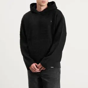 REPRESENT Textured Borg Hoodie - Jet Black