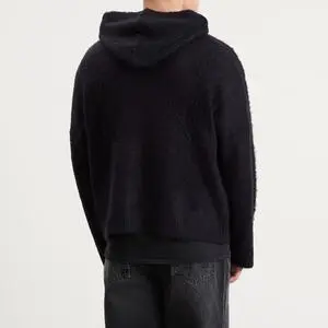 REPRESENT Textured Borg Hoodie - Jet Black