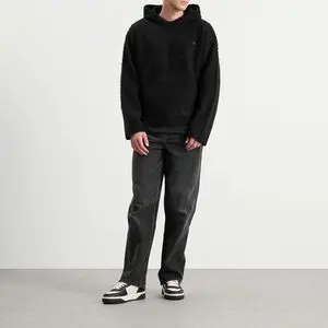 REPRESENT Textured Borg Hoodie - Jet Black