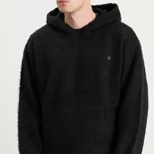 REPRESENT Textured Borg Hoodie - Jet Black