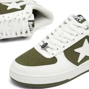 A BATHING APE Negative Sta Sneakers - White/olive