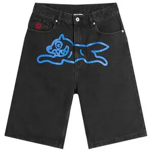 ICECREAM Running Dog Denim Shorts - Black