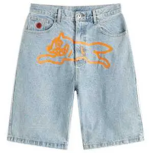 ICECREAM Running Dog Denim Shorts - Heavy Wash Blue