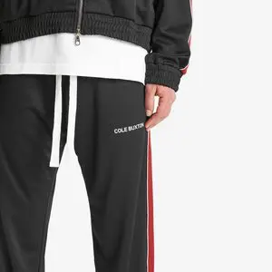 COLE BUXTON Contrast Tape Track Pant - Black/red