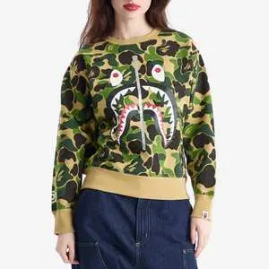 A BATHING APE Camo Shark Crewneck Sweatshirt
