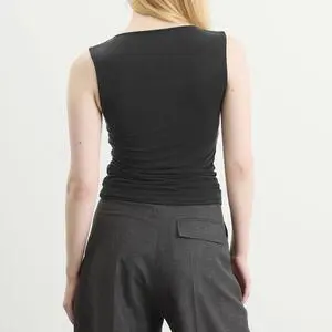 ST. AGNI Cupro Jersey Top - Black