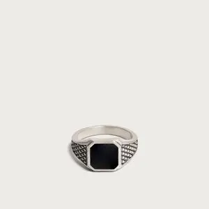 SERGE DENIMES Onyx Armour Ring - Silver