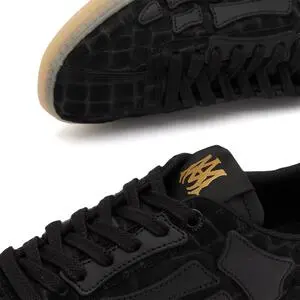Amiri Croc Debossed Pacific Bones Sneakers - Black