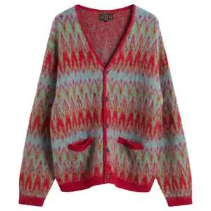 BEAMS Jacquard Chevron Cardigan