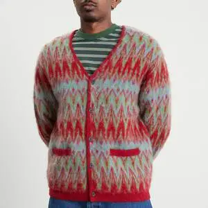 BEAMS Jacquard Chevron Cardigan