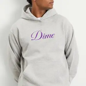 DIME Cursive Hoodie - Heather Grey