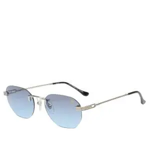 VINTAGE FRAMES COMPANY Detroit Player Rimless Sunglasses - 24kt White Gold/grape Blue