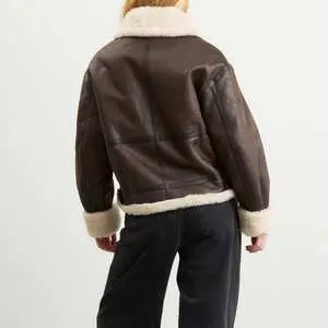 DUNST Oversized Shearling Jacket - Brown