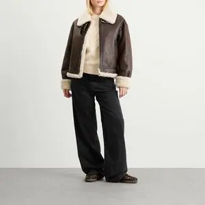 DUNST Oversized Shearling Jacket - Brown