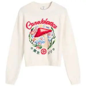 Casablanca Intarsia Crewneck - Mushroom Emblem