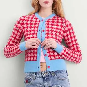 ICECREAM Houndstooth Knit Cardigan
