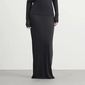 SKIMS Sheer Modal Long Skirt - Onyx