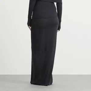 SKIMS Sheer Modal Long Skirt - Onyx