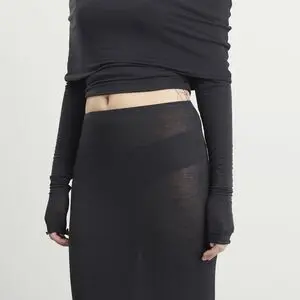 SKIMS Sheer Modal Long Skirt - Onyx