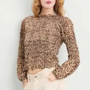 Rixo Gardenia Mila Leopard Print Top - Brown